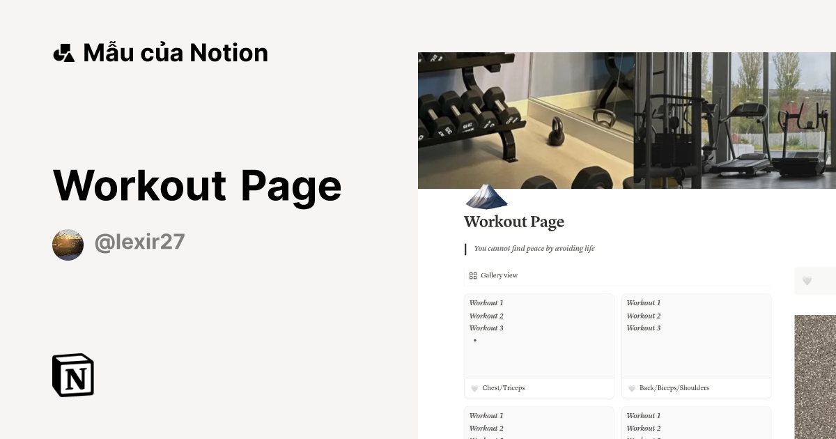 Mẫu Workout Page | Thị trường Notion