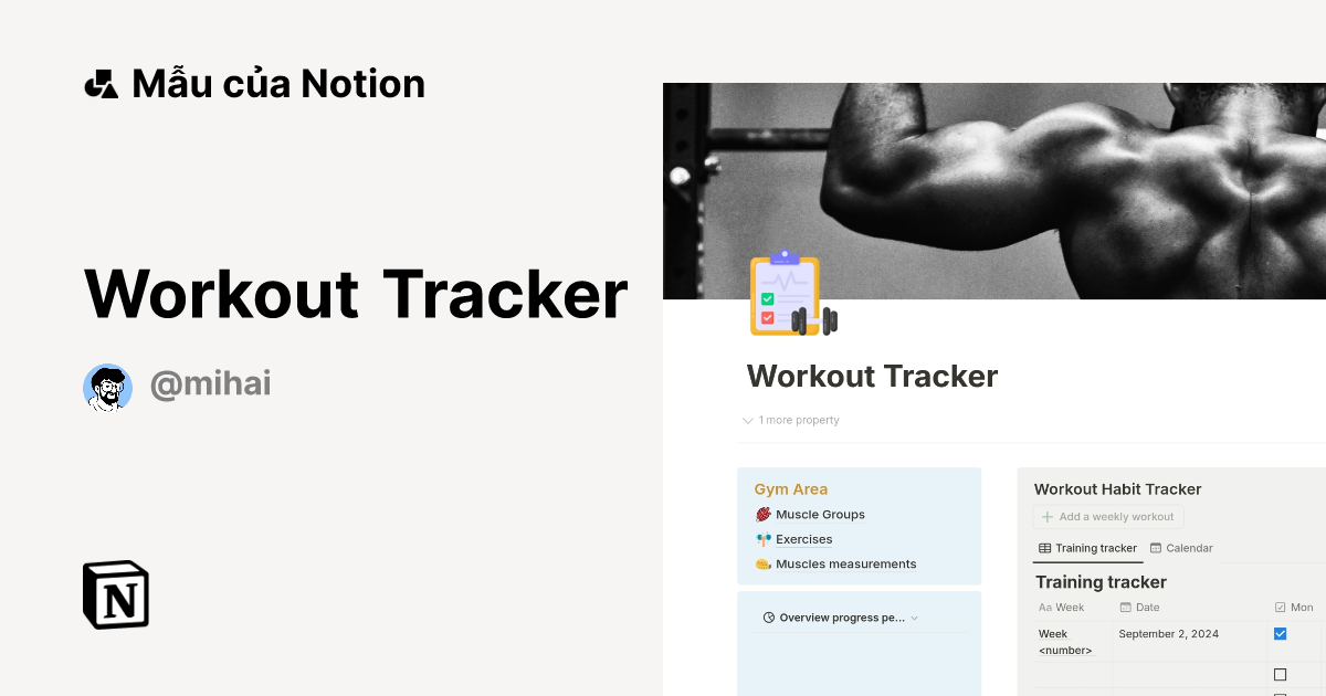 Mẫu Workout Tracker | Thị trường Notion