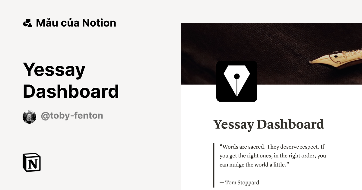 Mẫu Yessay Dashboard | Thị trường Notion