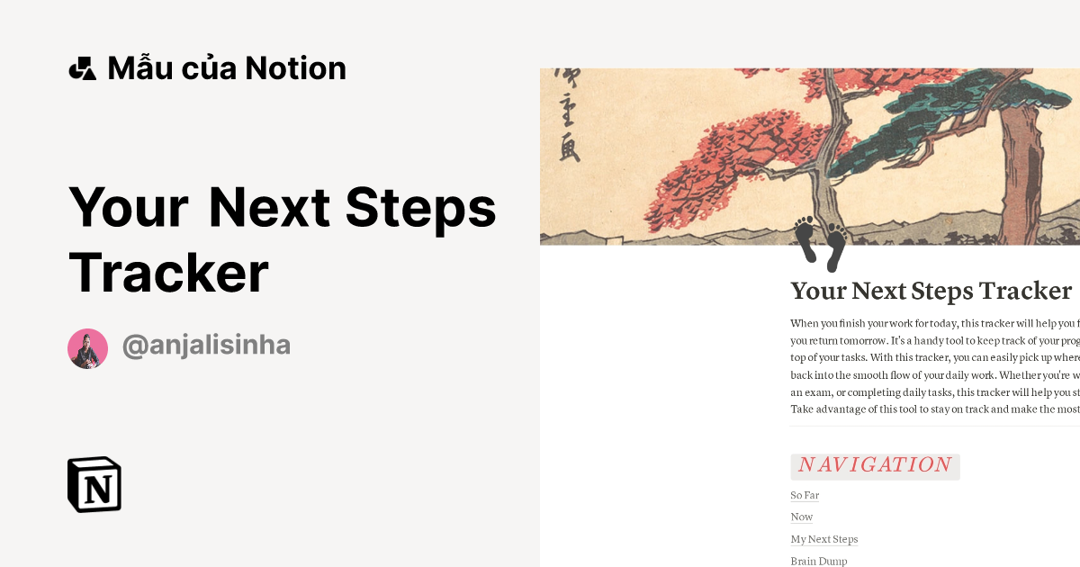 Mẫu Your Next Steps Tracker | Thị trường Notion