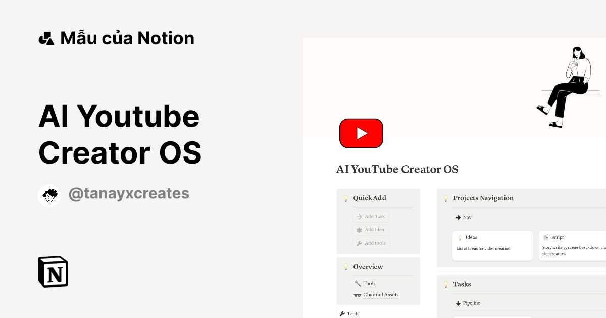 Mẫu AI Youtube Creator OS | Thị trường Notion