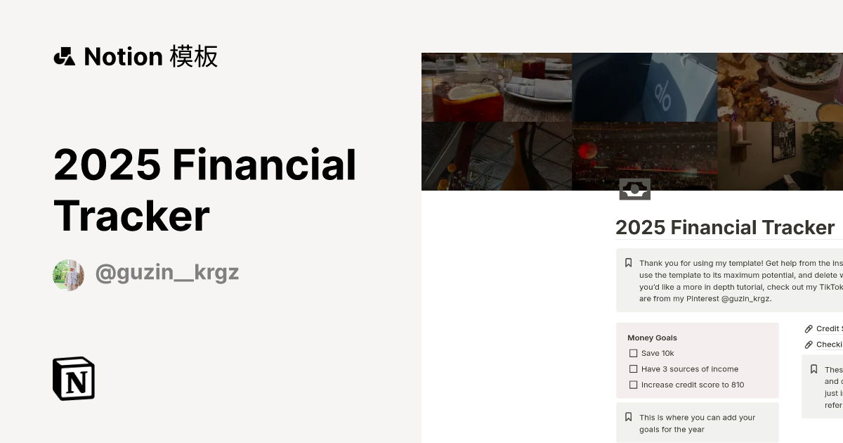 来自 Guzin Karagoz 的 2025 Financial Tracker 模板｜Notion市集