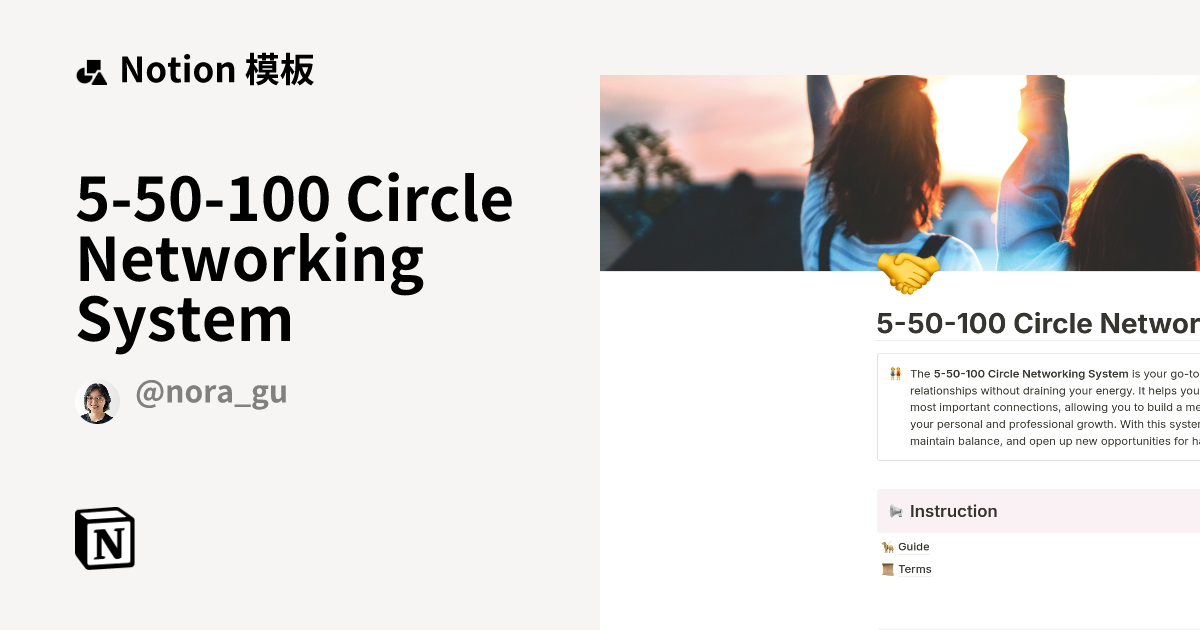5-50-100 Circle Networking System 模板 | Notion 市集