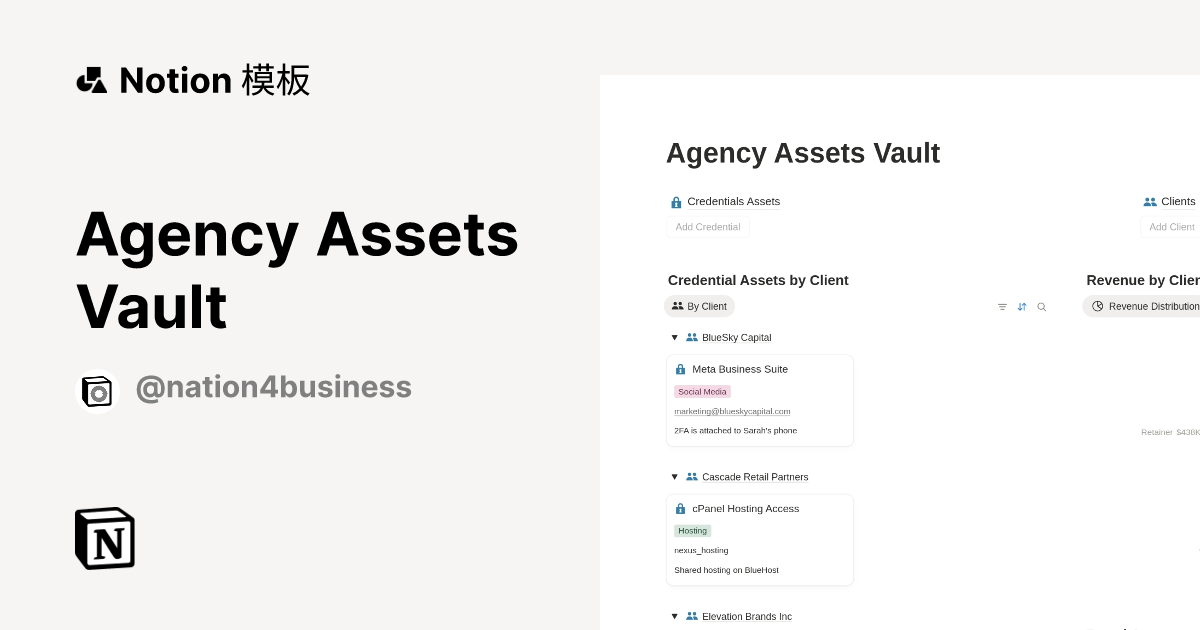 来自 Nation4Business 的 Agency Assets Vault 模板｜Notion市集