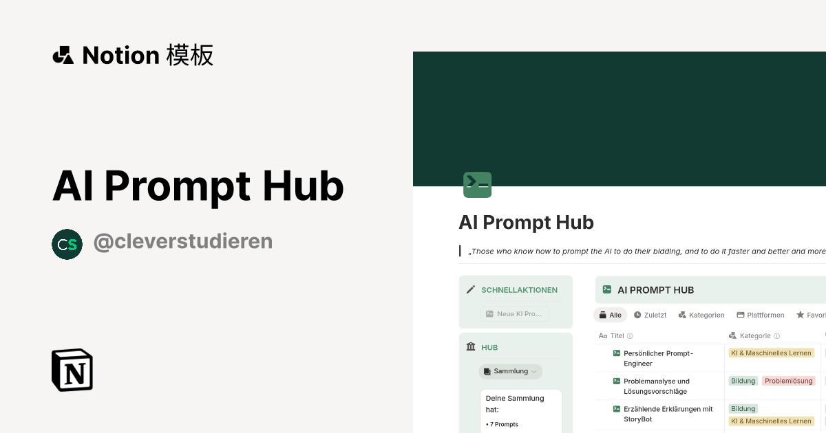 AI Prompt Hub 模板 | Notion 市集