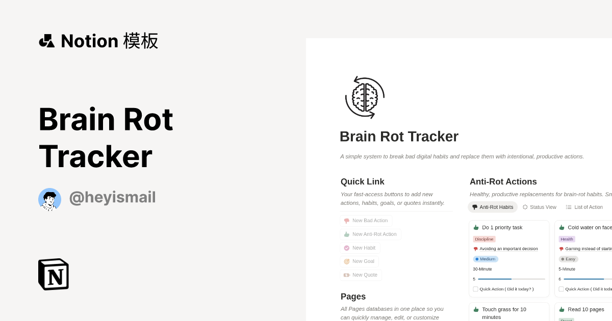 Brain Rot Tracker 模板 | Notion 市集