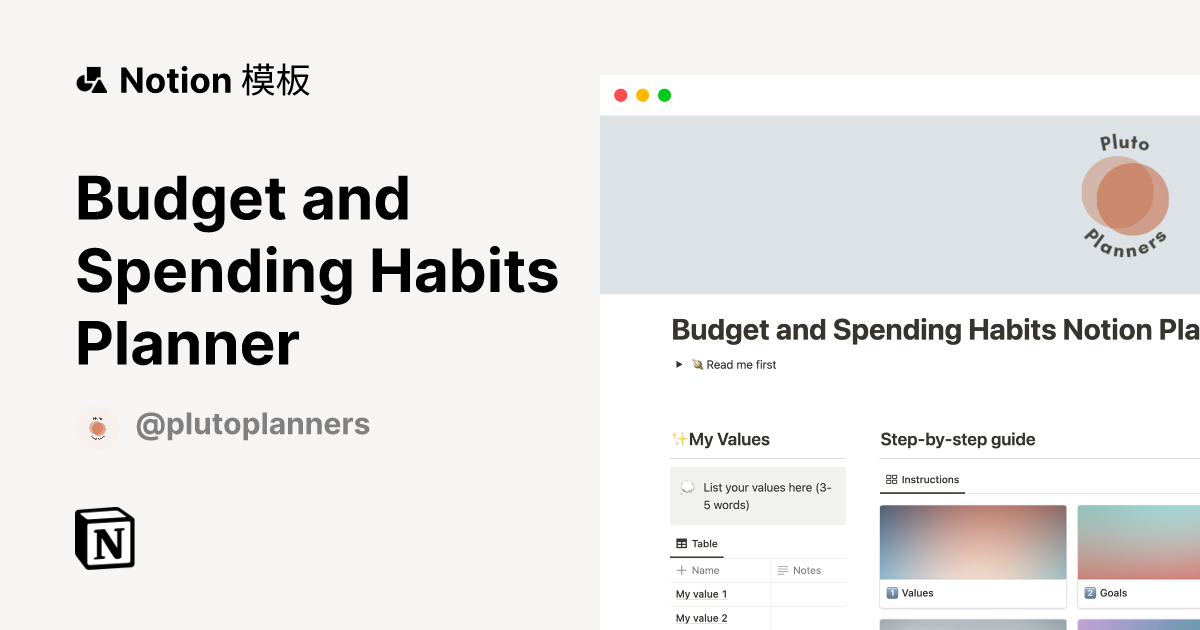 Budget and Spending Habits Planner 模板 | Notion 市集