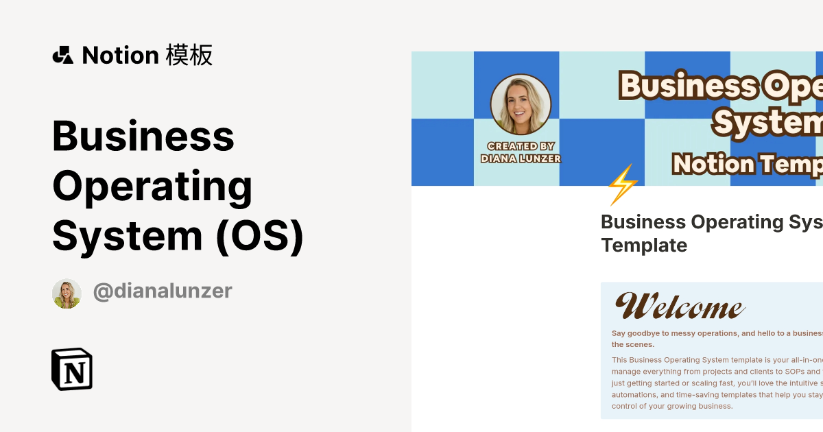 来自 Diana Lunzer 的 Business Operating System (OS) 模板｜Notion市集