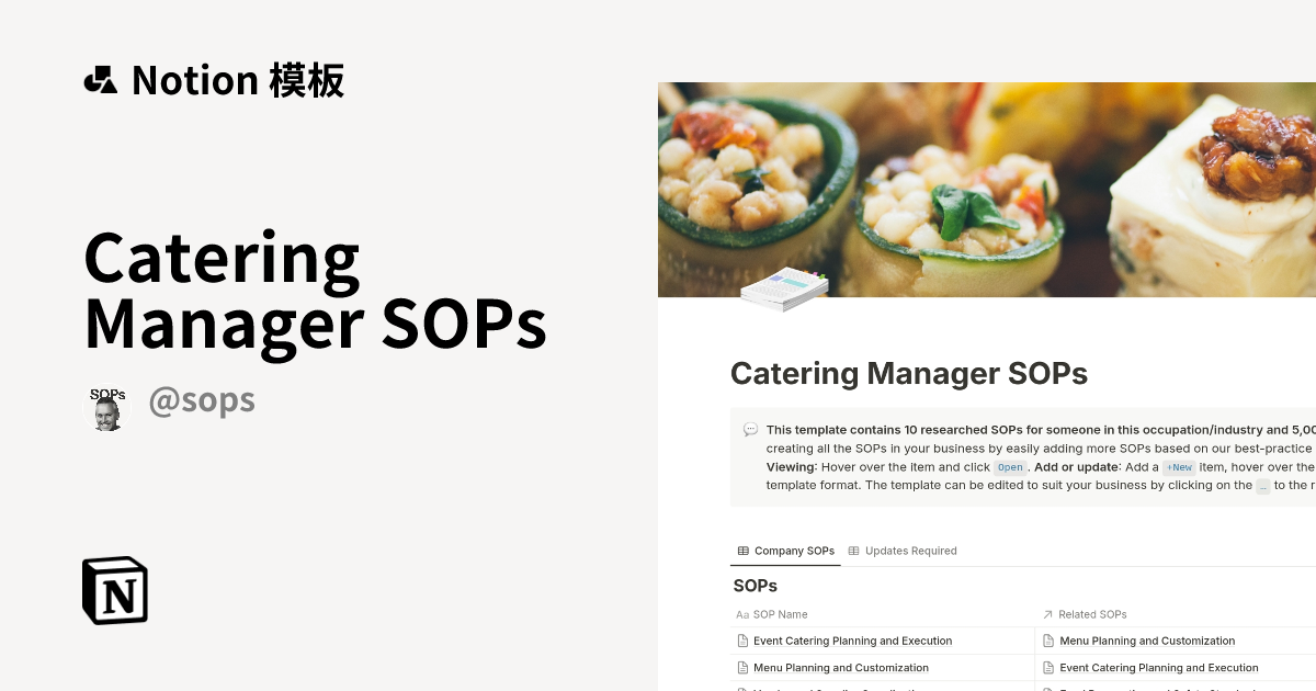 Catering Manager SOPs 模板 | Notion 市集
