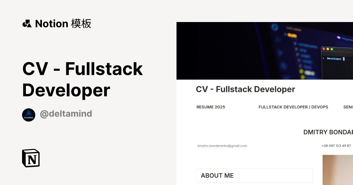 CV - Fullstack Developer 模板 | Notion 市集