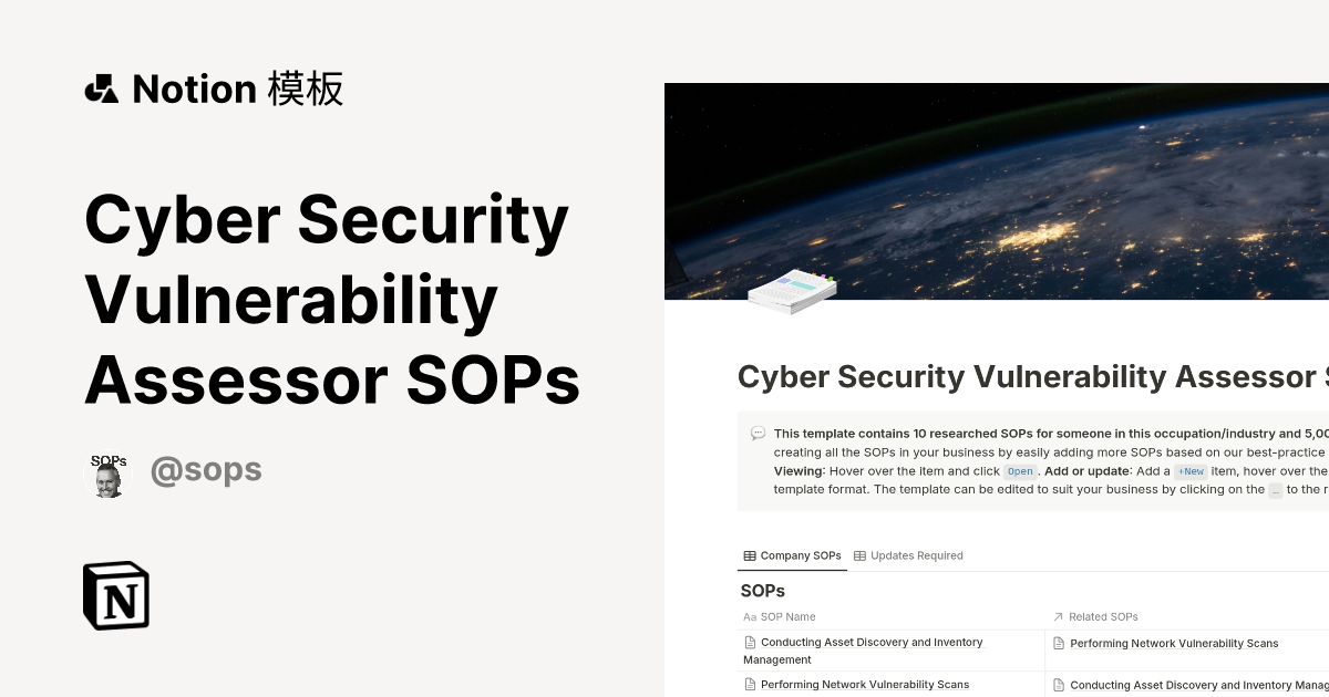 Cyber Security Vulnerability Assessor SOPs 模板 | Notion 市集