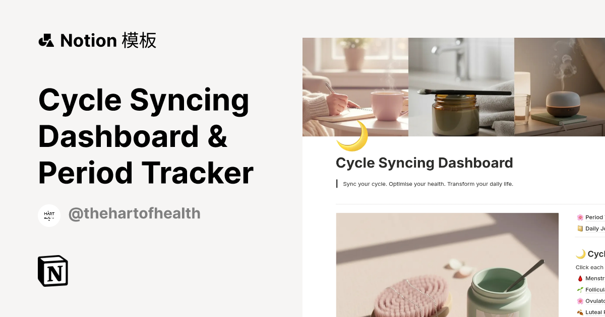 Cycle Syncing Dashboard & Period Tracker 模板 | Notion 市集