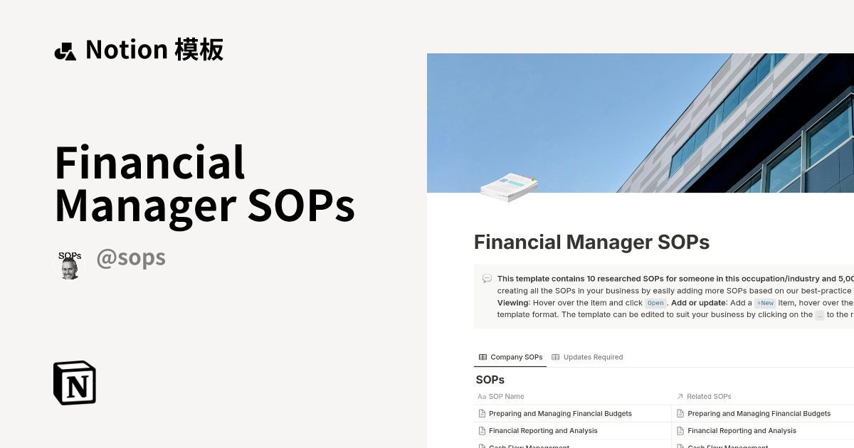 Financial Manager SOPs 模板 | Notion 市集