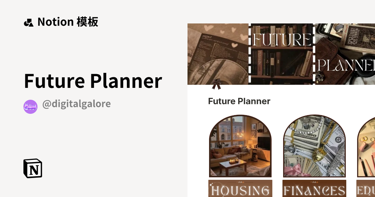 来自 Digital Galore 的 Future Planner 模板｜Notion市集
