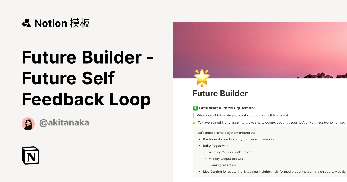 Future Builder - Future Self Feedback Loop 模板 | Notion 市集