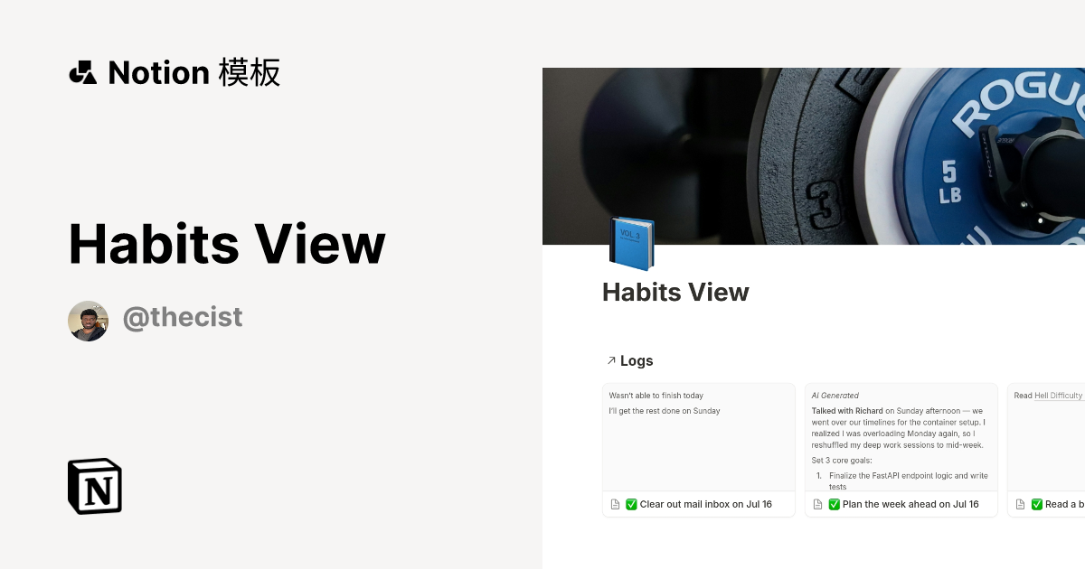 Habits View 模板 | Notion 市集