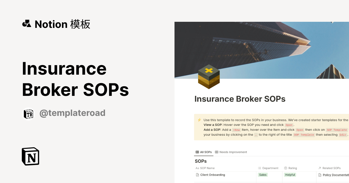 Insurance Broker SOPs 模板 | Notion 市集