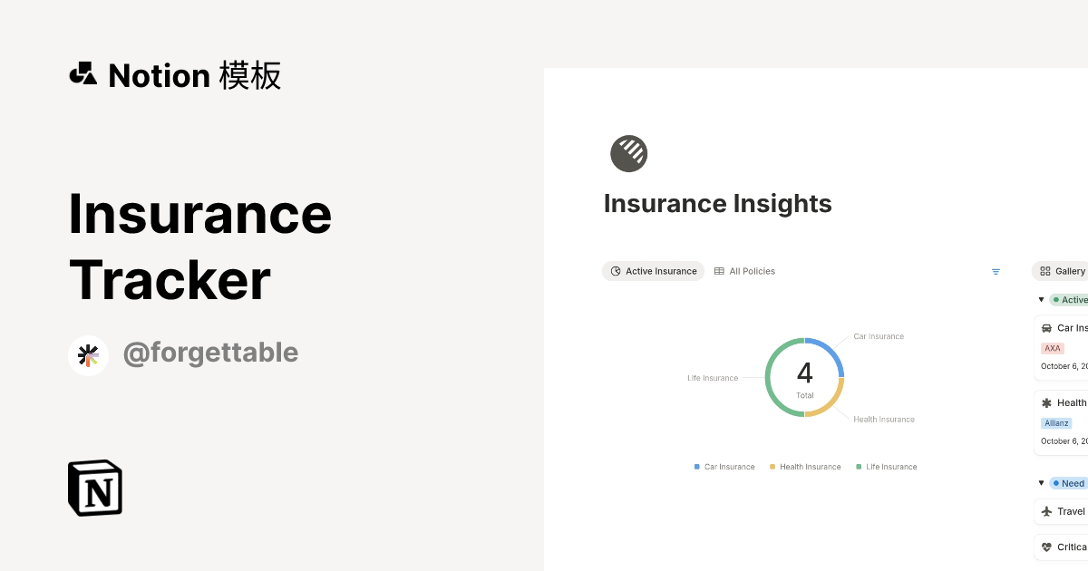 Insurance Tracker 模板 | Notion 市集