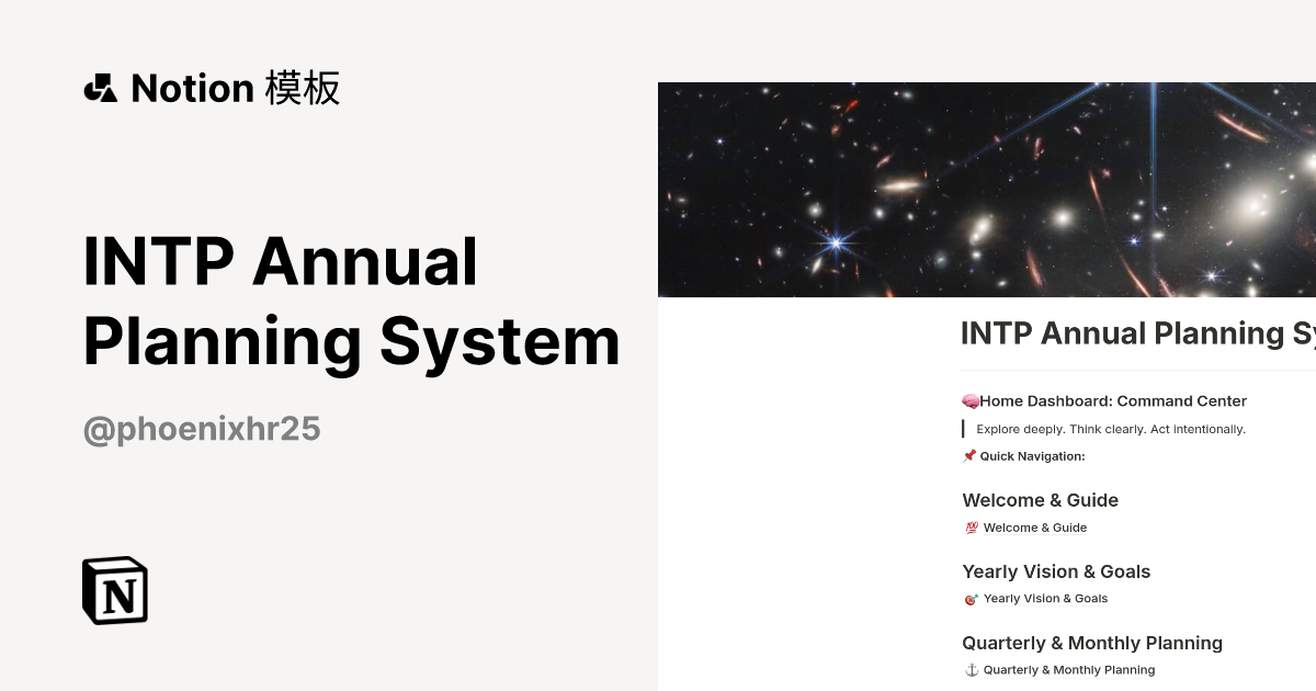 来自 phoenixhr 的 INTP Annual Planning System 模板｜Notion市集