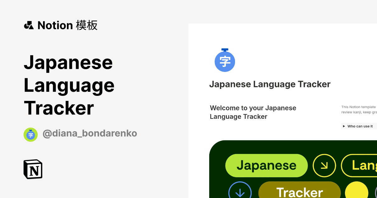 Japanese Language Tracker 模板 | Notion 市集
