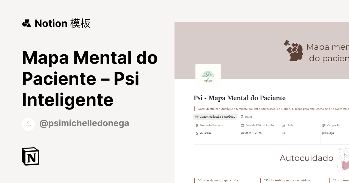 Mapa Mental do Paciente para Psicólogo 模板 | Notion 市集