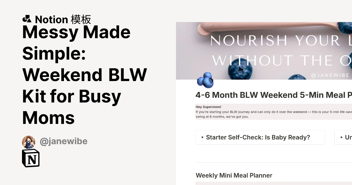 Messy Made Simple: Weekend BLW Kit for Busy Moms 模板 | Notion 市集
