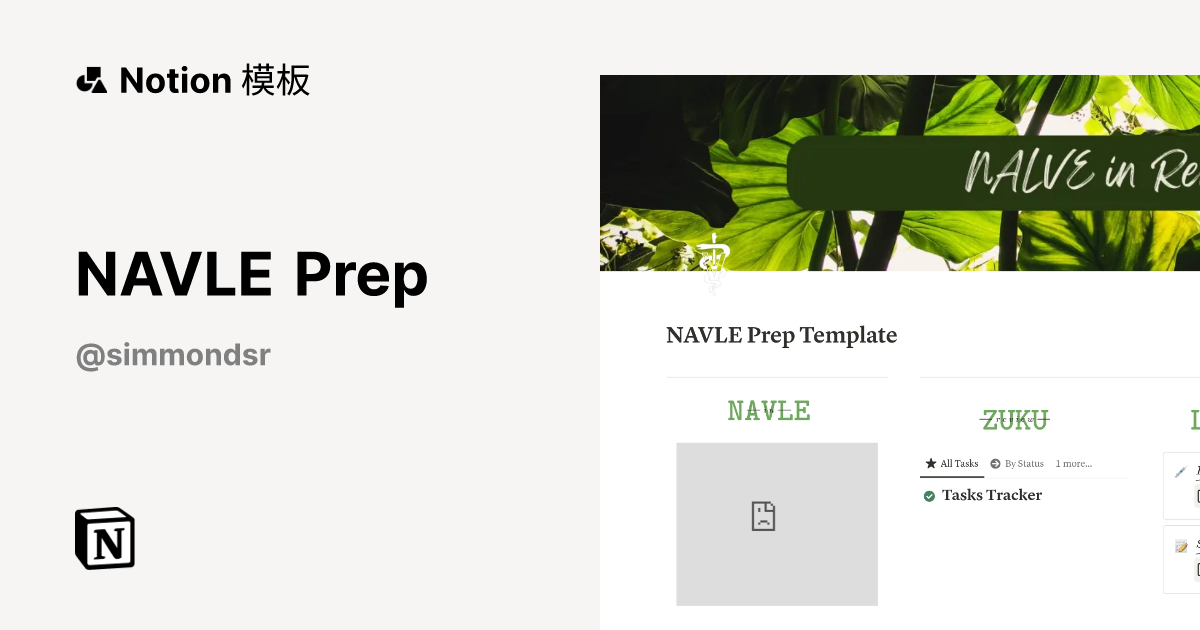 来自 Riley Simmonds 的 NAVLE Prep 模板｜Notion市集