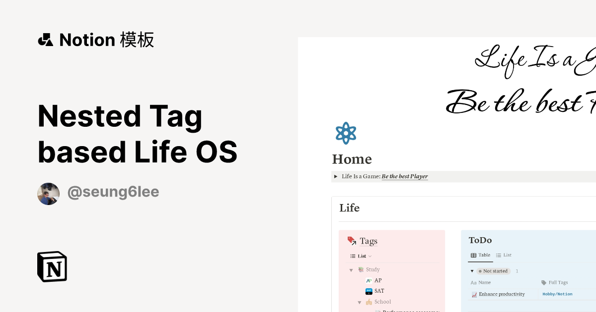 Nested Tag based Life OS 模板 | Notion 市集
