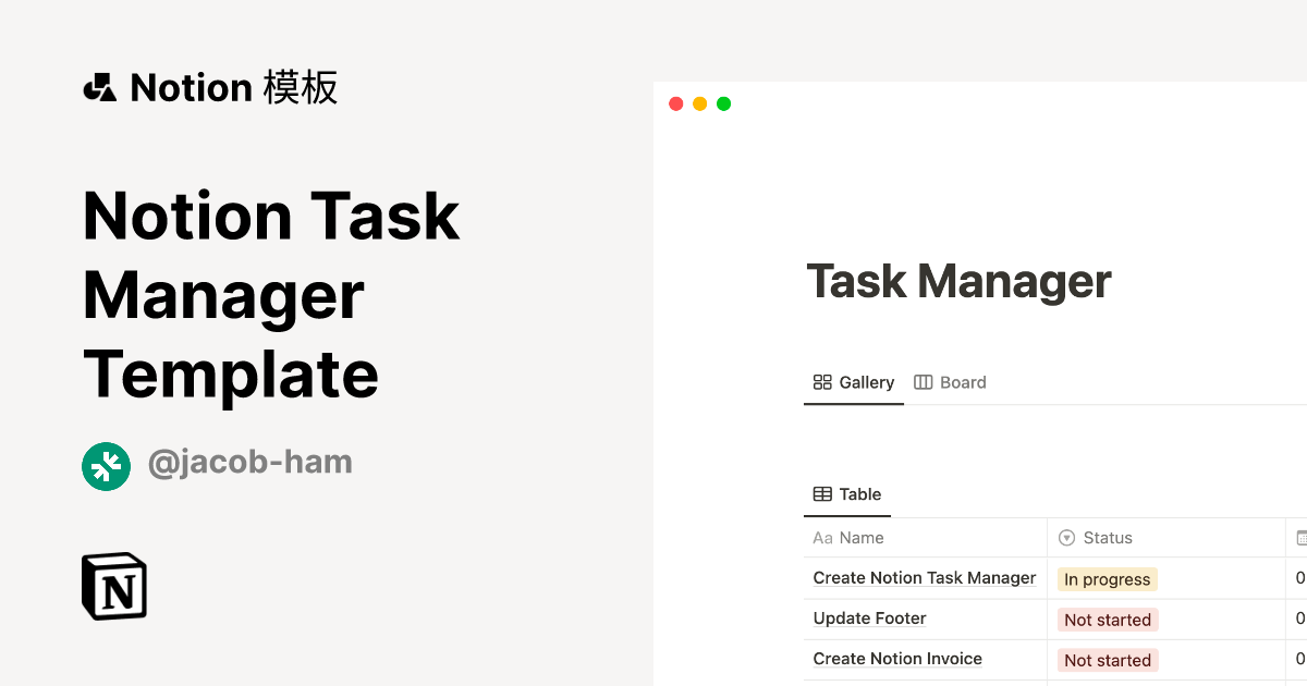 Notion Task Manager Template 模板 | Notion 市集