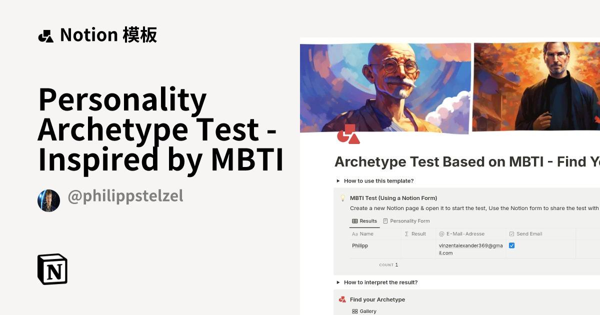 Personality Archetype Test - Inspired by MBTI 模板 | Notion 市集