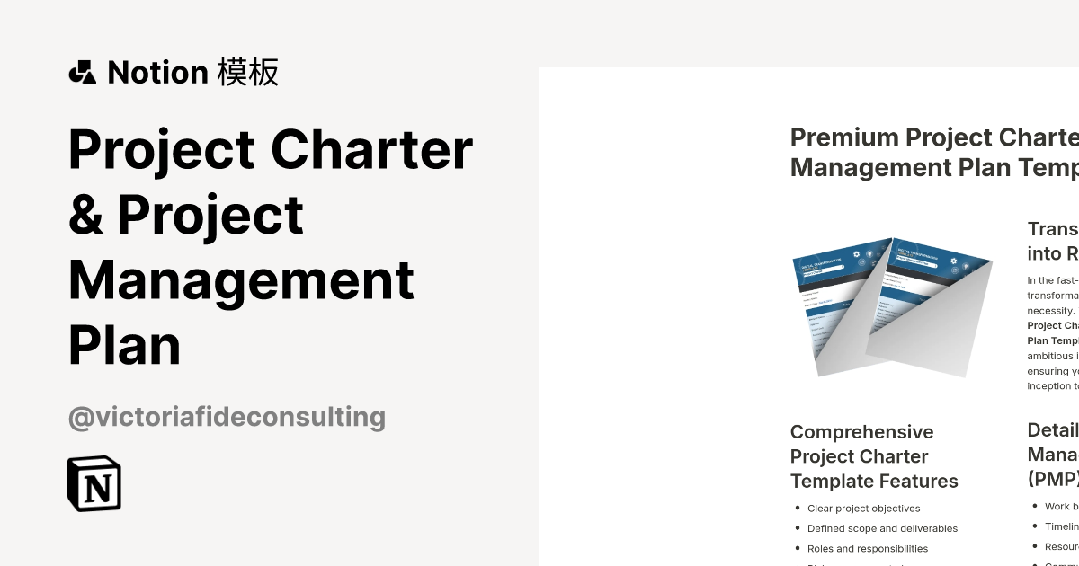 来自 Victoria Fide Consulting 的 Project Charter & Project Management Plan ...