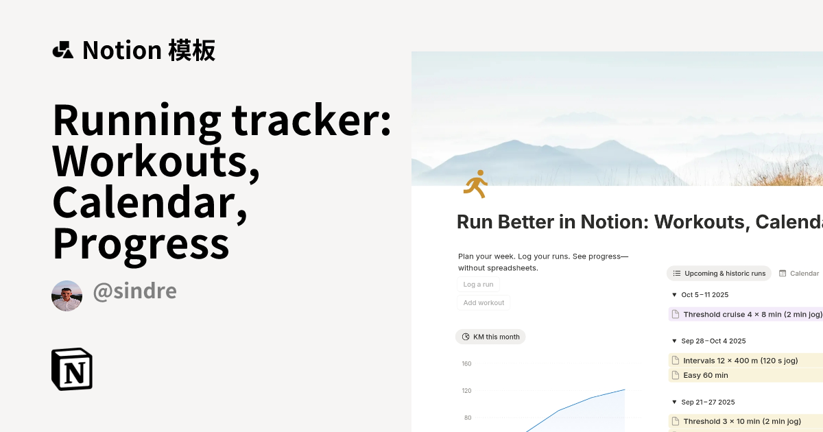 Running tracker: Workouts, Calendar, Progress 模板 | Notion 市集