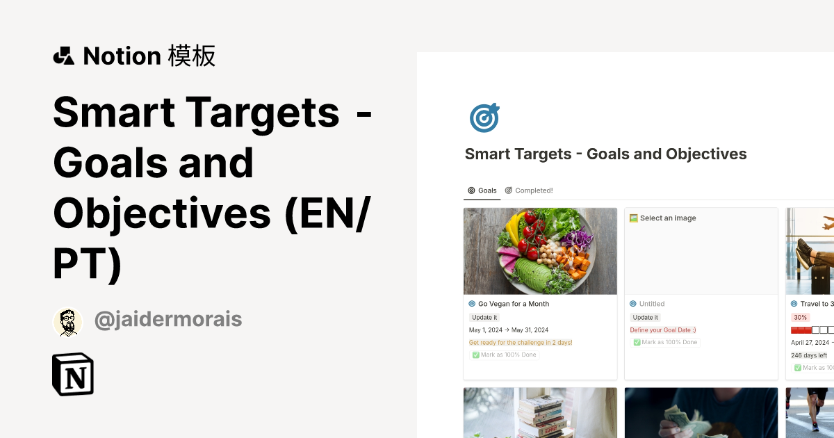 Smart Targets - Goals and Objectives (EN/PT) 模板 | Notion 市集
