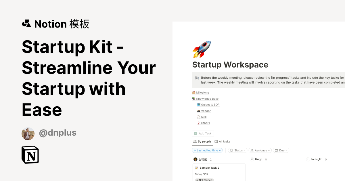 Startup Kit - Streamline Your Startup with Ease 模板 | Notion 市集