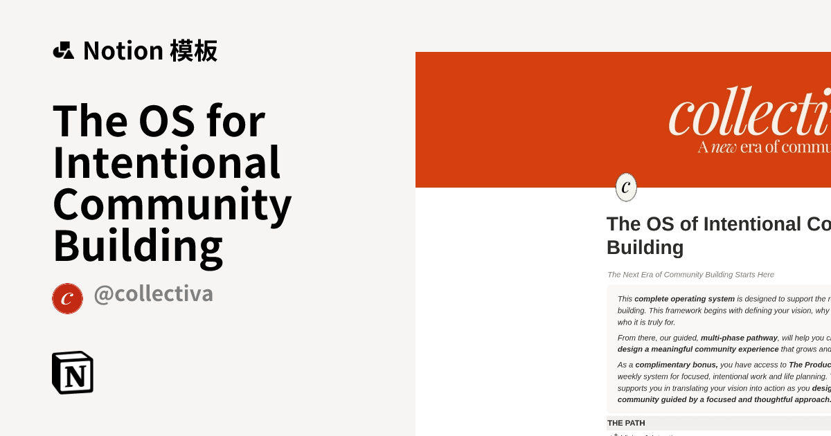 来自 COLLECTIVA 的 The OS for Intentional Community Building 模板｜Notion市集