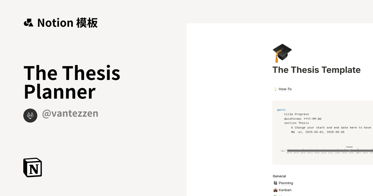 来自 vantezzen 的 The Thesis Planner 模板｜Notion市集