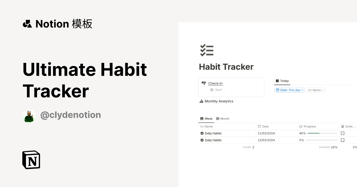 Ultimate Habit Tracker 模板 | Notion 市集