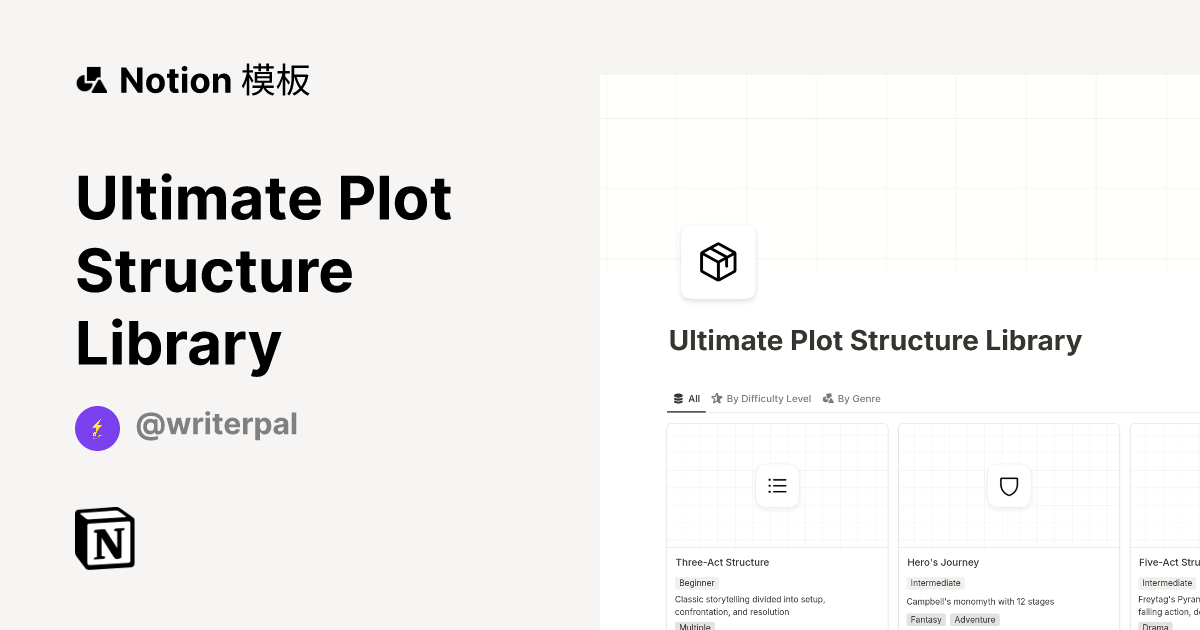 来自 writerpal 的 Ultimate Plot Structure Library 模板｜Notion市集