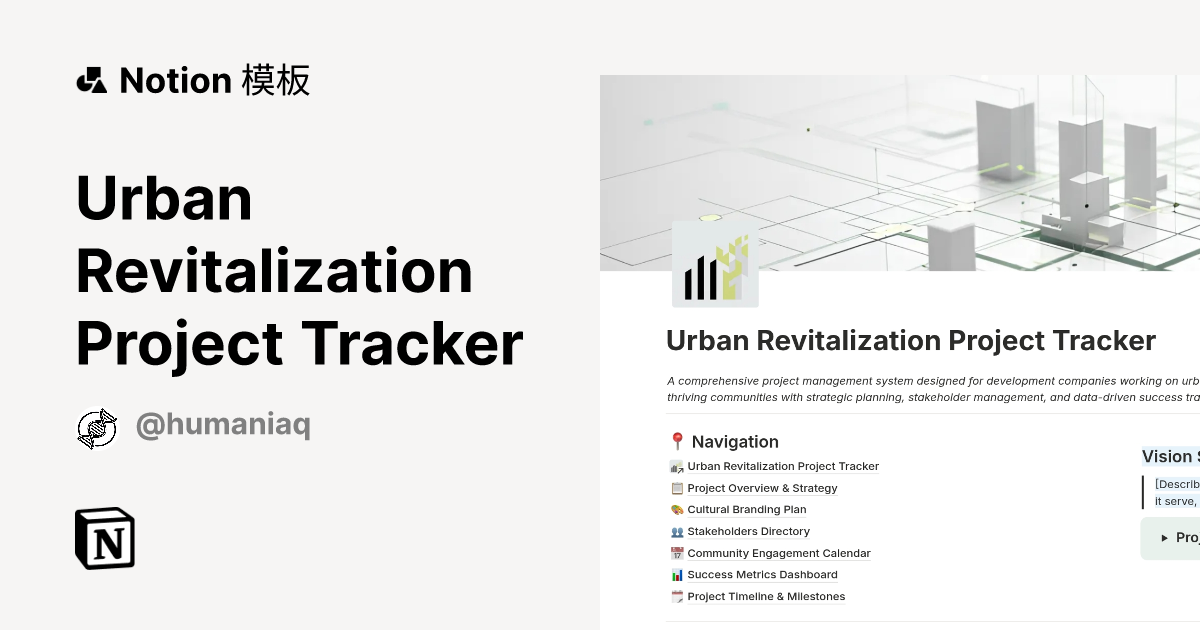 Urban Revitalization Project Tracker 模板 | Notion 市集