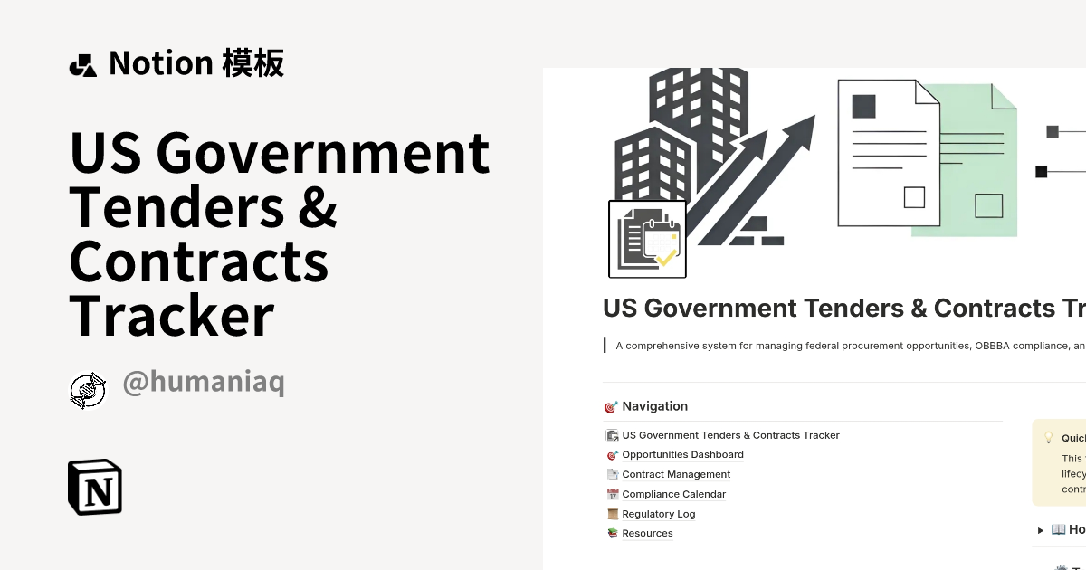 US Government Tenders & Contracts Tracker 模板 | Notion 市集
