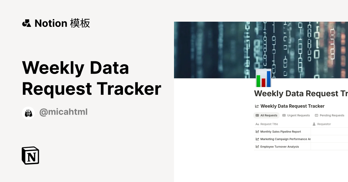 Weekly Data Request Tracker 模板 | Notion 市集