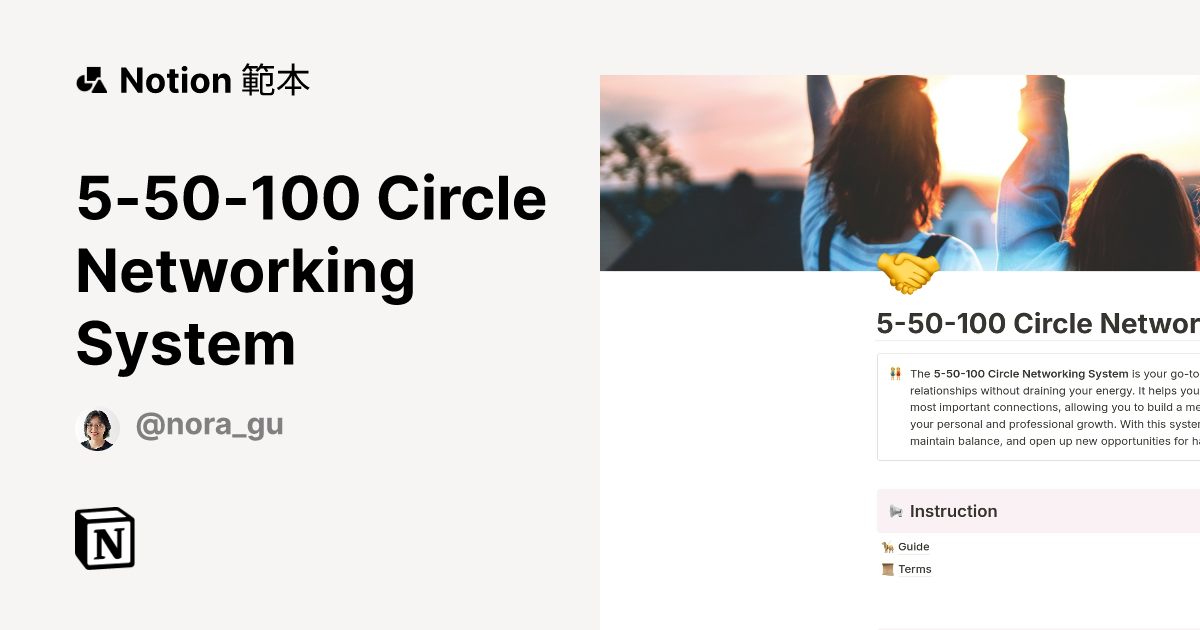 5-50-100 Circle Networking System 範本 | Notion Marketplace