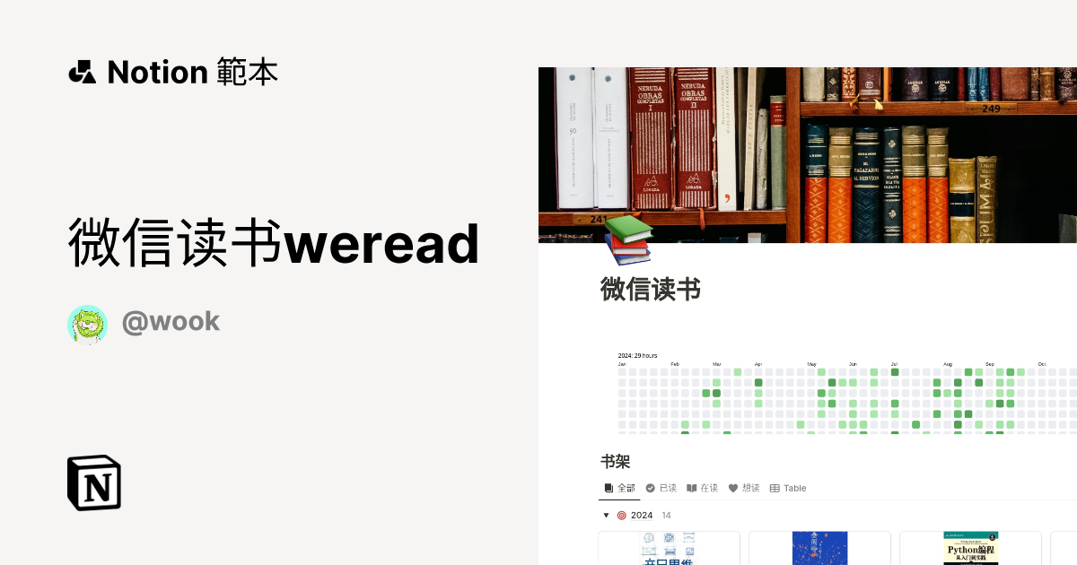 由 学习探索 建立的 微信读书weread 範本 | Notion Marketplace