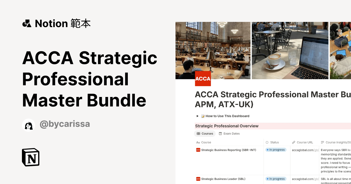 由 Carissa 建立的 ACCA Strategic Professional Master Bundle 範本 | Notion ...