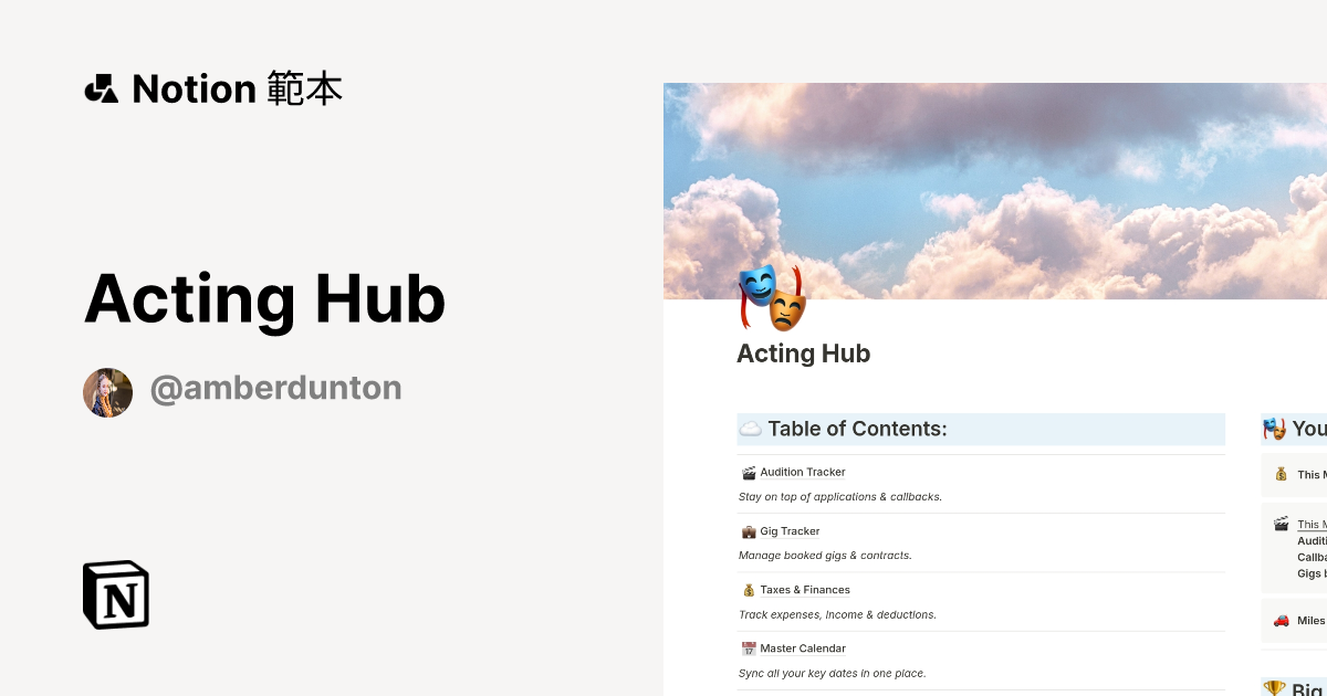 Acting Hub 範本 | Notion Marketplace