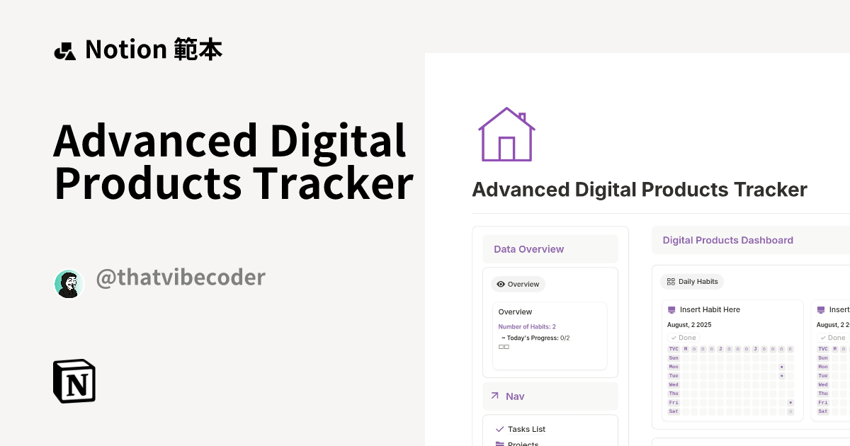 Advanced Digital Products Tracker 範本 | Notion Marketplace