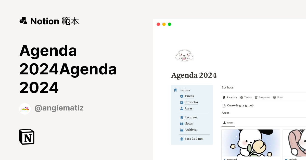 由 Angie Matiz 建立的 Agenda 2024Agenda 2024 範本 | Notion Marketplace