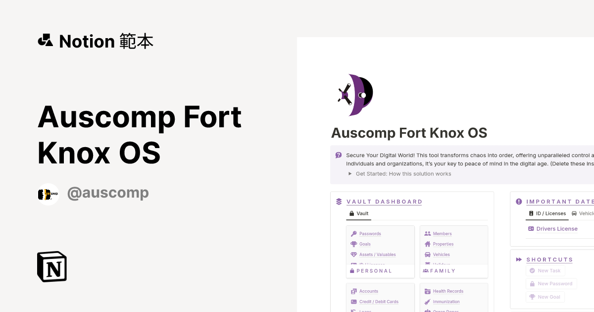 Auscomp Fort Knox OS 範本 | Notion Marketplace