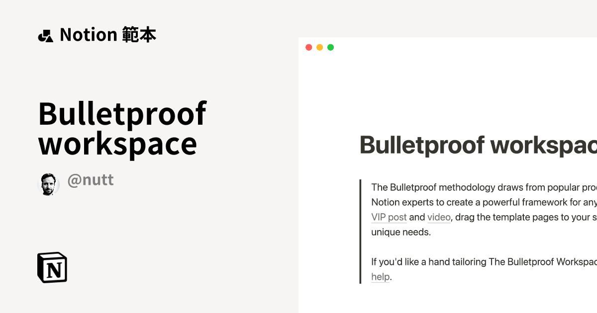 由 William Nutt 建立的 Bulletproof workspace 範本 | Notion Marketplace