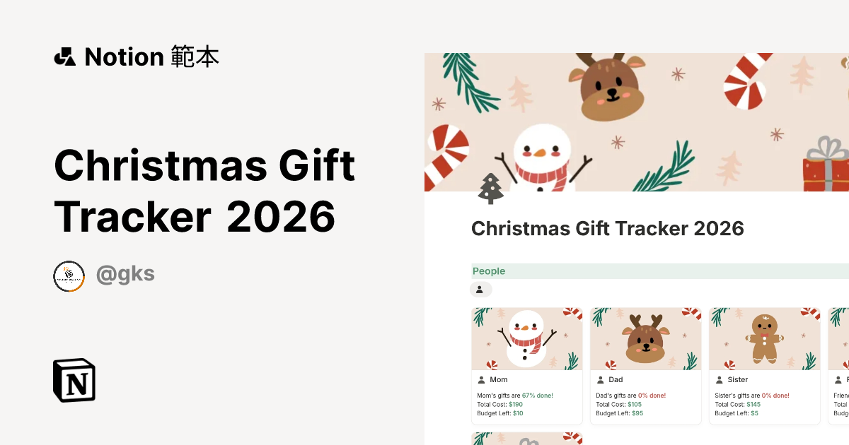 Christmas Gift Tracker 2026 範本 | Notion Marketplace